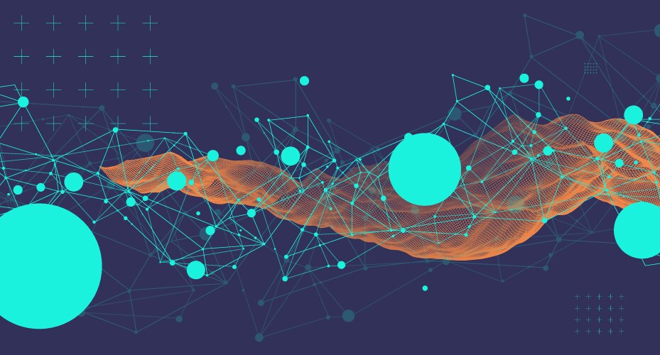 Wireframe background with plexus effect Royalty Free Vector