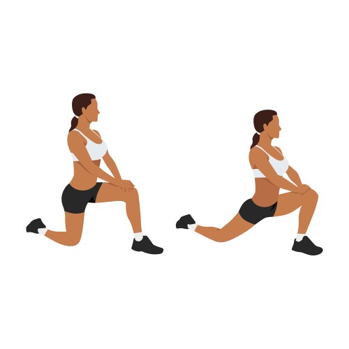 Woman doing squat jump in 2 steps side view Vector Image Woman doing squat jump in 2 steps side view Vector Image