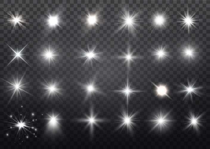 Flares sparkles rays beams light effects Vector Image