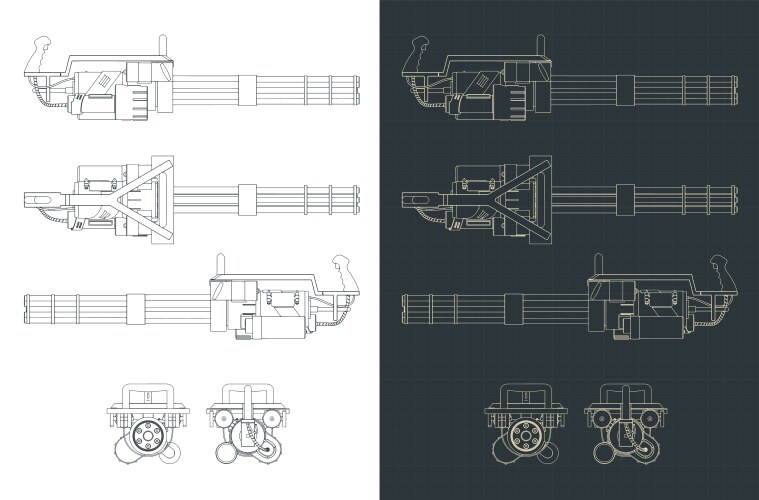 Minigun drawings Royalty Free Vector Image - VectorStock