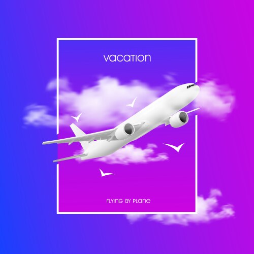 Modern airplane 3d realistic flying Royalty Free Vector