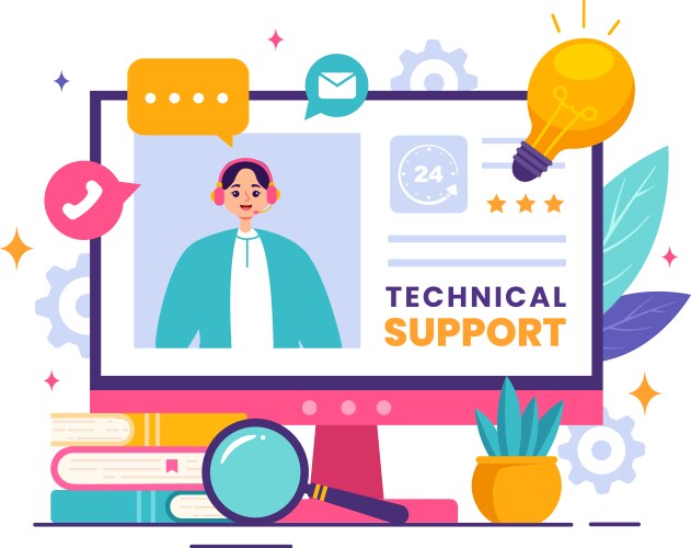 A technical support system featuring software Vector Image