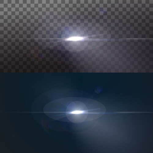 Realistic lens flare light effect on transparent Vector Image