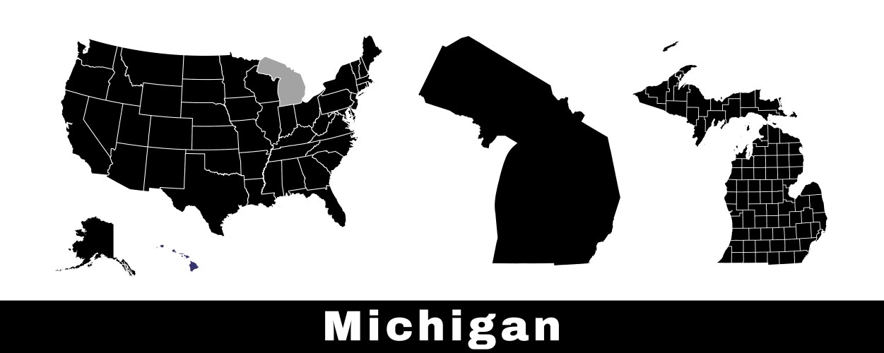 Michigan state shape outline Vector Images & Graphics for Commercial ...