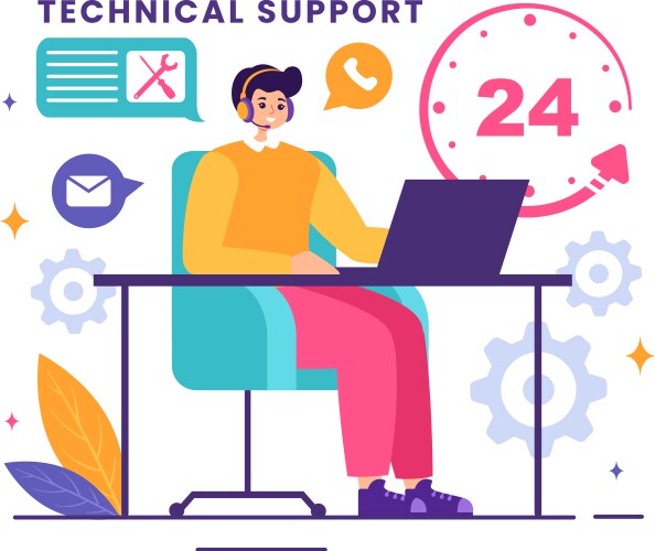 A technical support system featuring software Vector Image