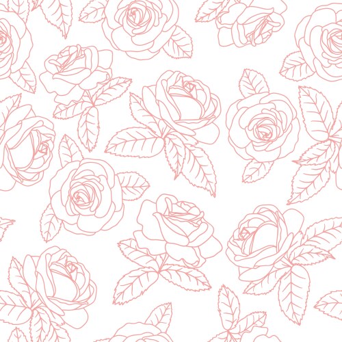 Beautiful seamless pattern with outline roses Vector Image
