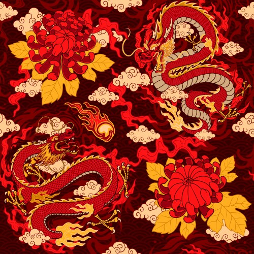 Red seamless pattern on black background Vector Image