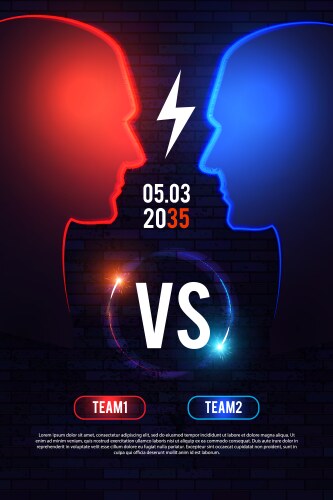 Versus game cover neon banner sport vs team Vector Image