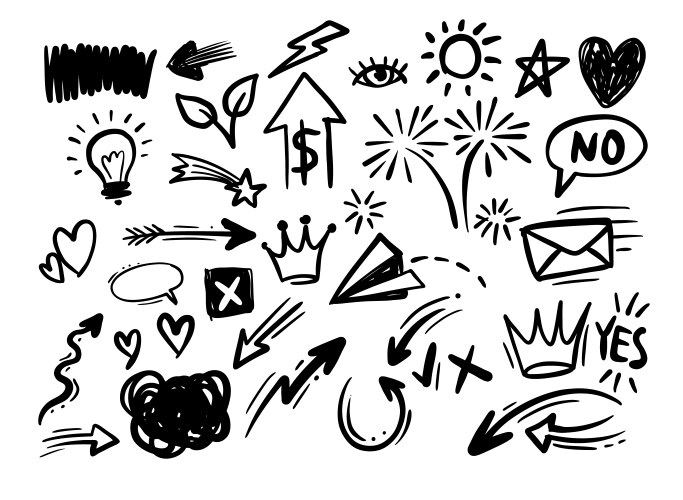 Set of hand drawn doodle elements design Vector Image