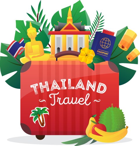 Thailand travel set Royalty Free Vector Image - VectorStock