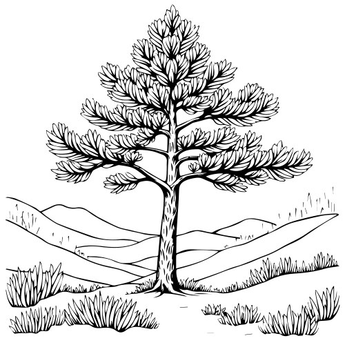 Sequoia tree coloring page design Royalty Free Vector Image