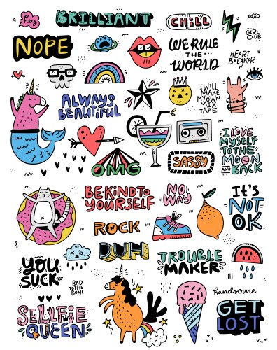 Fun patch collection Royalty Free Vector Image