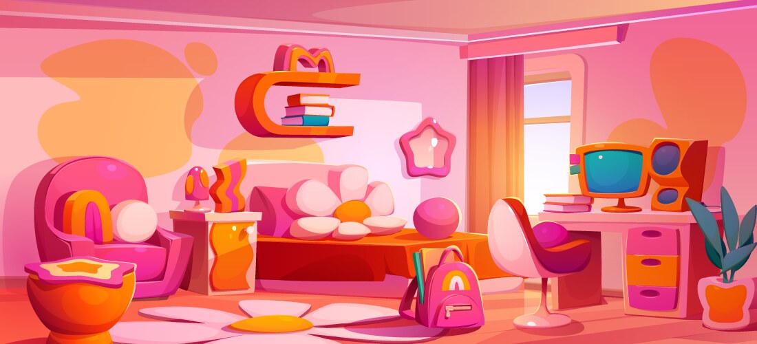 Girl sleeping in bedroom Royalty Free Vector Image