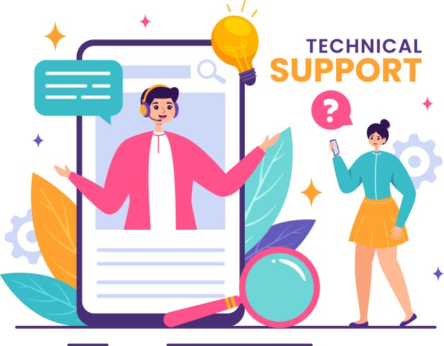 A technical support system featuring software Vector Image