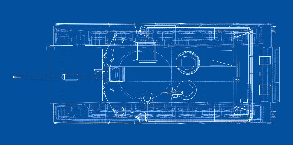Blueprint of realistic tank Royalty Free Vector Image