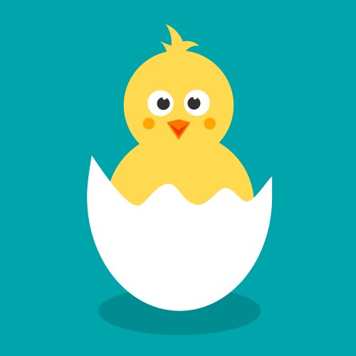 Chicken in egg shell happy easter cute cartoon Vector Image