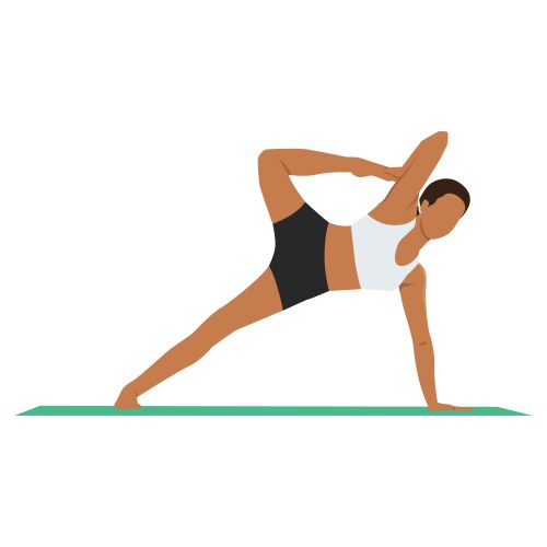 Woman doing side plank with crossed legs exercise Vector Image