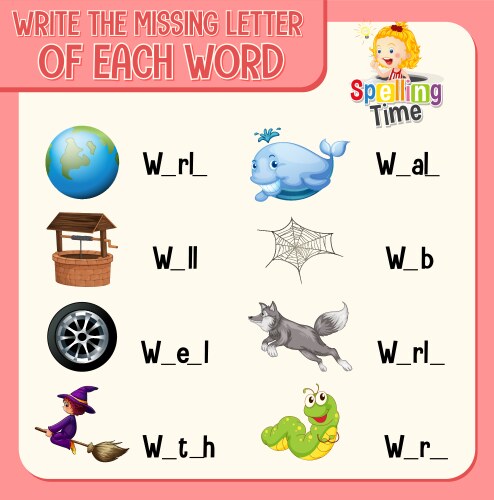 Worksheet matching vocabulary pqr Royalty Free Vector Image