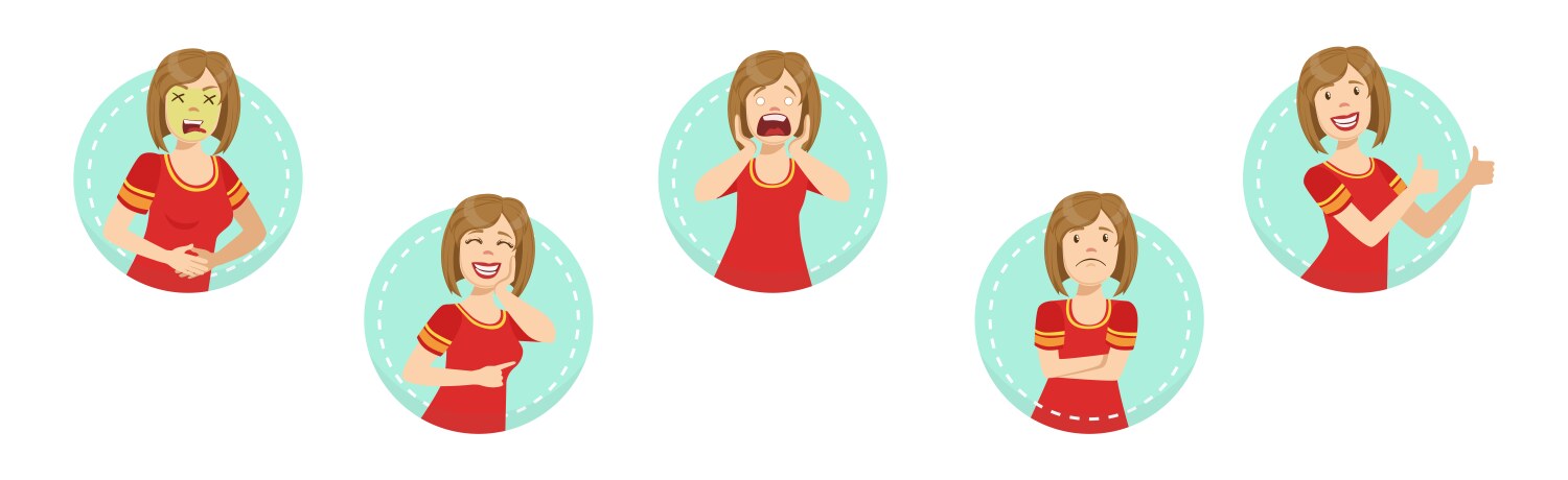 Young woman character face expression and emotion Vector Image