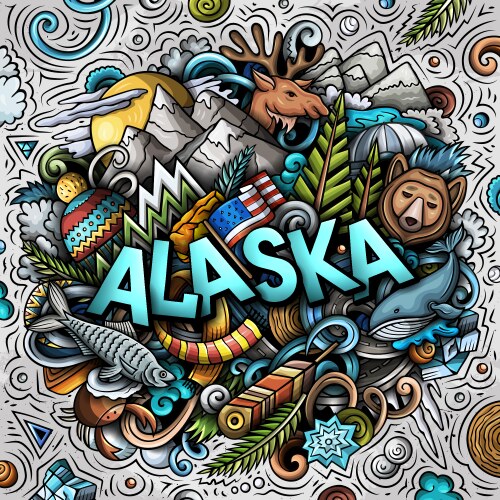 Alaska hand drawn cartoon doodle Royalty Free Vector Image