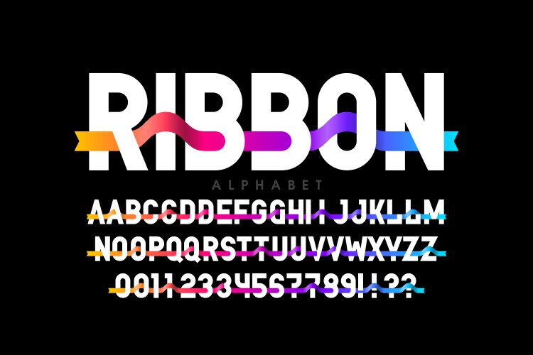 Ribbon style modern font Royalty Free Vector Image
