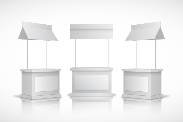Realistic reception counter tables isolated Vector Image