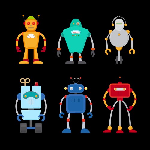 Set of colorful robots Royalty Free Vector Image