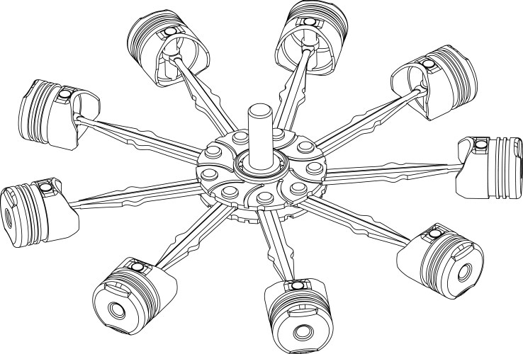 Two crossed pistons Royalty Free Vector Image - VectorStock