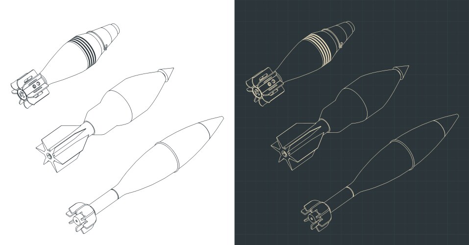 Missile isometric blueprints Royalty Free Vector Image