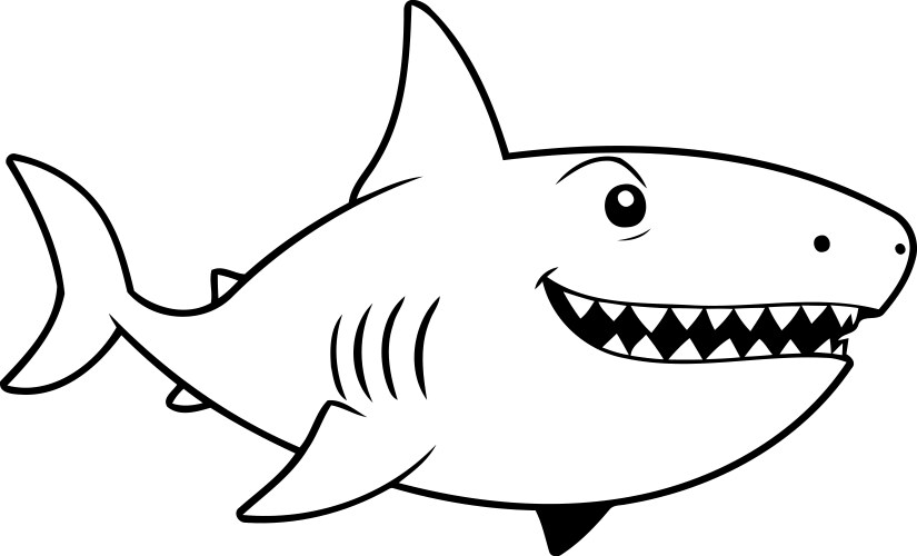Great white shark cartoon cute with open Vector Image