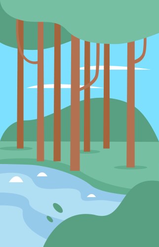 Abstract minimalist river landscape of simple Vector Image