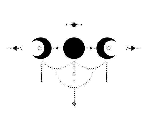 Moon glyphs sacred geometry line style Royalty Free Vector