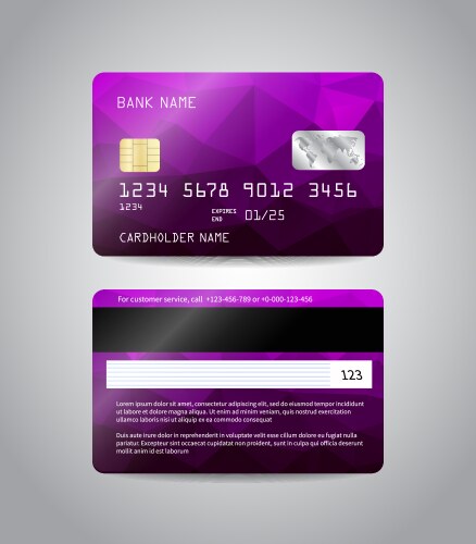 Credit card front and back side Royalty Free Vector Image