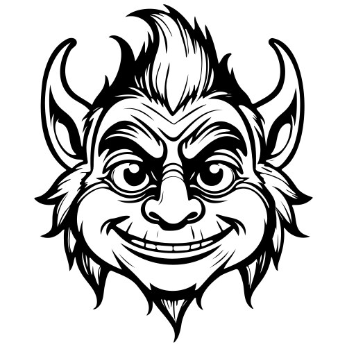 Cartoon troll face hand drawn line transparent Vector Image
