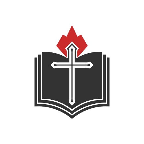 Christian cross with dove and open bible Vector Image