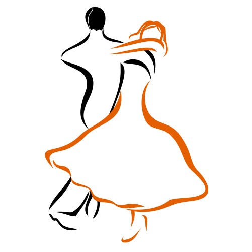 Dancing woman - black outline Royalty Free Vector Image