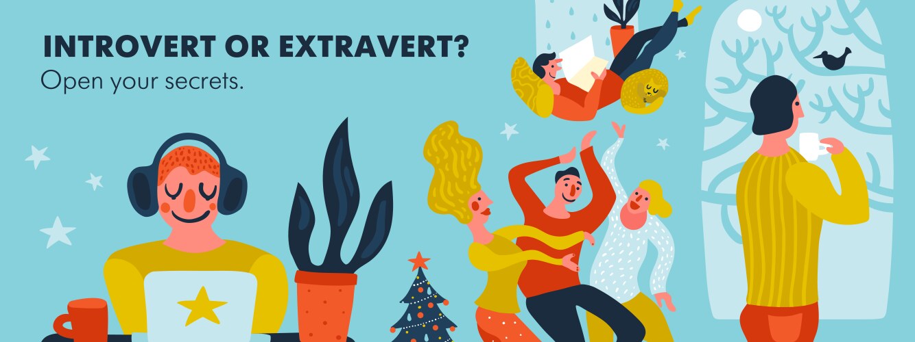 Extrovert and introvert comparison behavior Vector Image