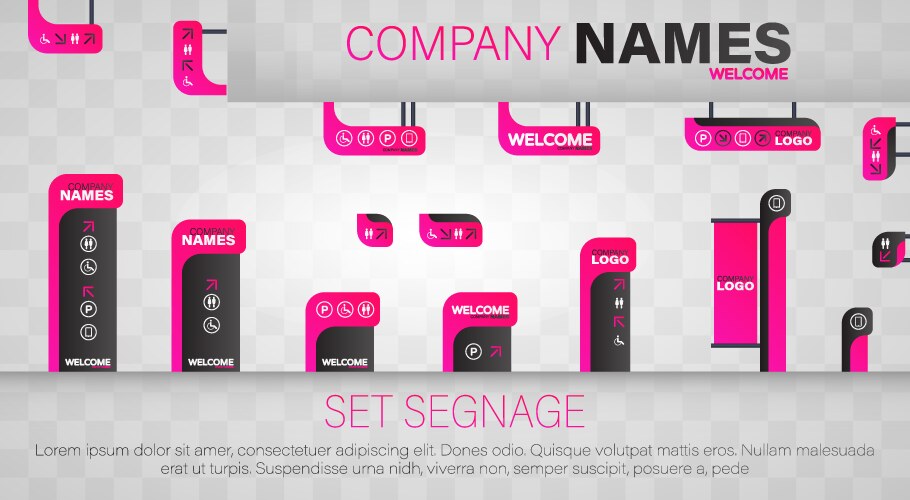 Exterior and interior signage concept direction Vector Image