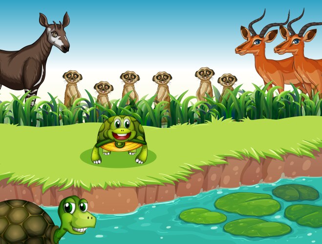 A monkey crossing the river Royalty Free Vector Image