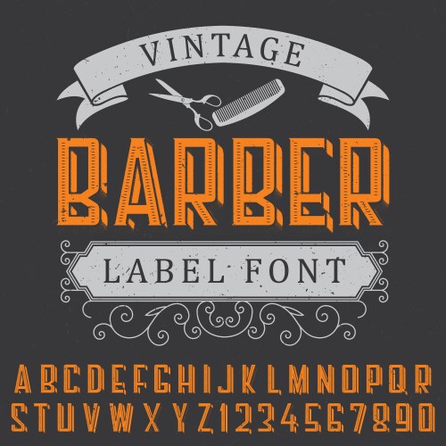 Handcrafted barbershop label font poster Vector Image