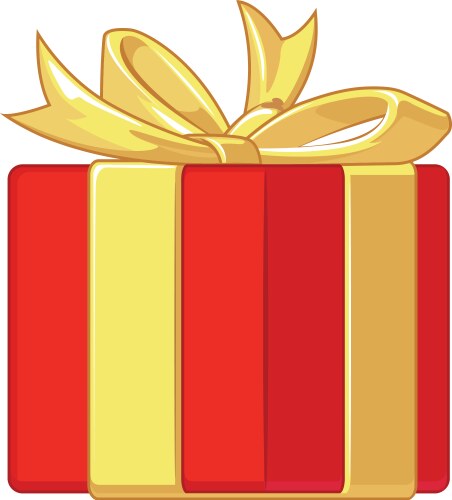 Cartoon present gift box ribbon bow set Royalty Free Vector