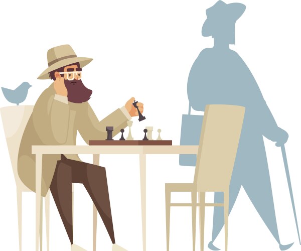 Cartoon lonely man composition Royalty Free Vector Image