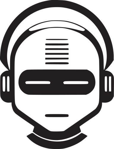 Robot - black and white Royalty Free Vector Image