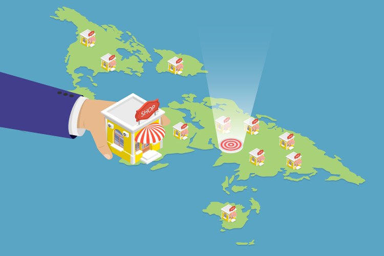 Franchise isometric flowchart Royalty Free Vector Image