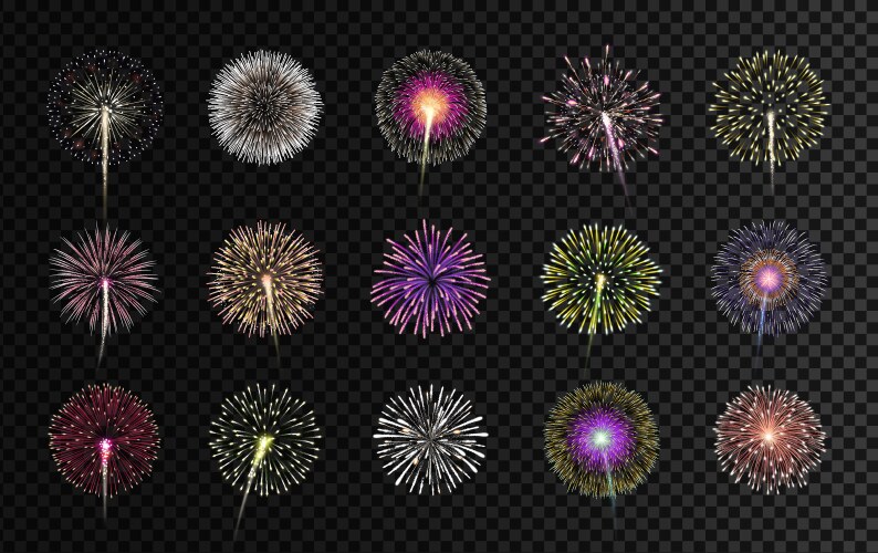 Fireworks sparkles in circles 3d realistic Vector Image