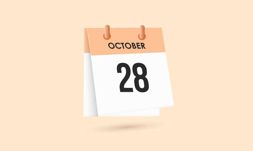 October 28 - calendar and time planner daily Vector Image