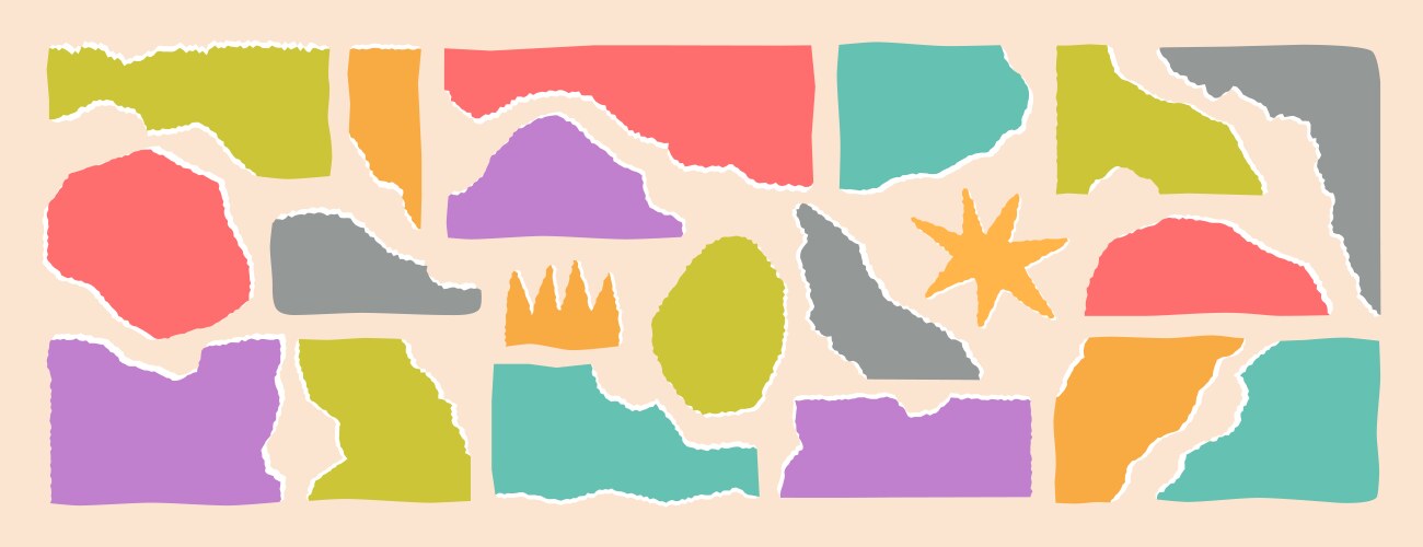 Black paper frames with jagged edges rip torn Vector Image