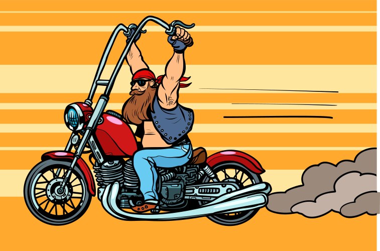 Biker on chopper motorcycle transport Royalty Free Vector