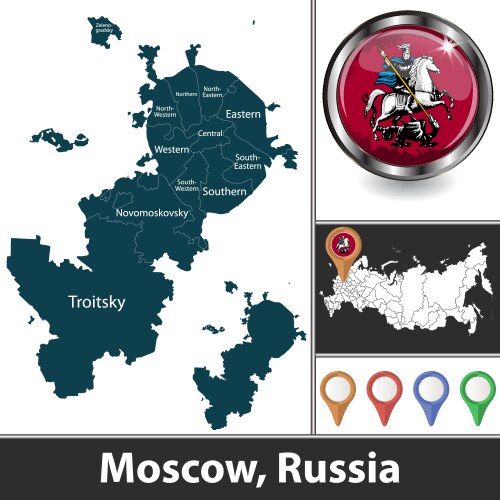 Map novosibirsk with districts Royalty Free Vector Image
