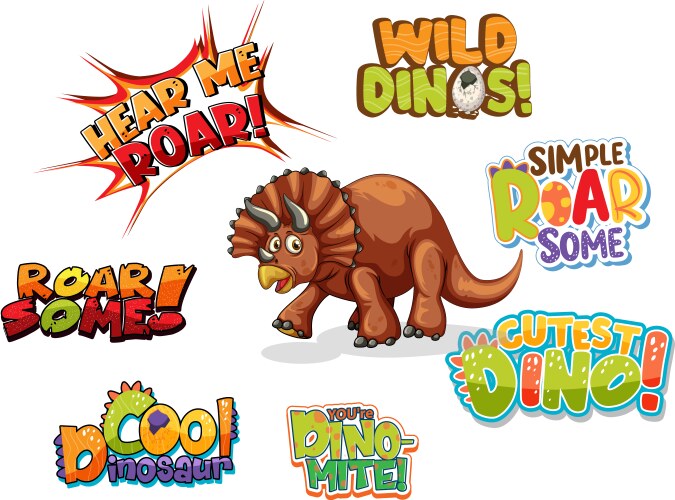 Sticker design for word dinosaurs Royalty Free Vector Image